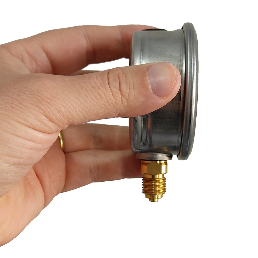 Manômetro Vertical 2000 PSI/ 140 KGF/CM2 Com Rosca 1/4" BSP, Caixa Em Inox/Glicerina Ø 63 mm Cód ...
