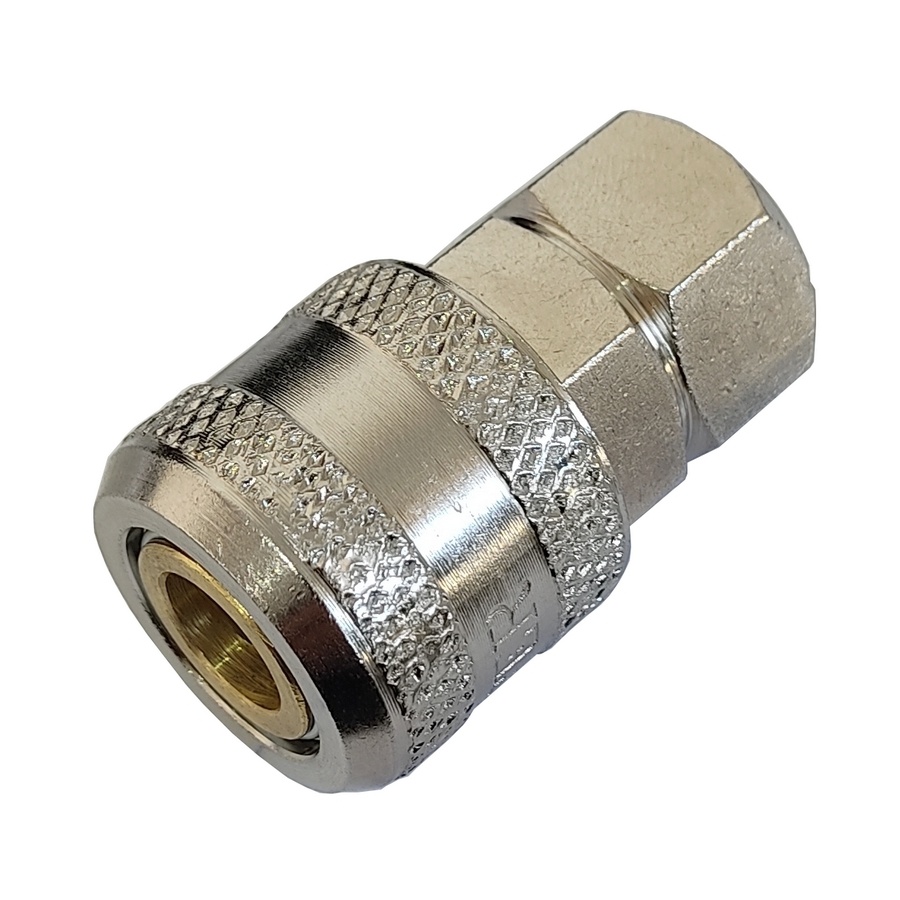 Engate Rápido Rosca Fêmea 1/4" BSP - Latão Niquelado Cód. 230034