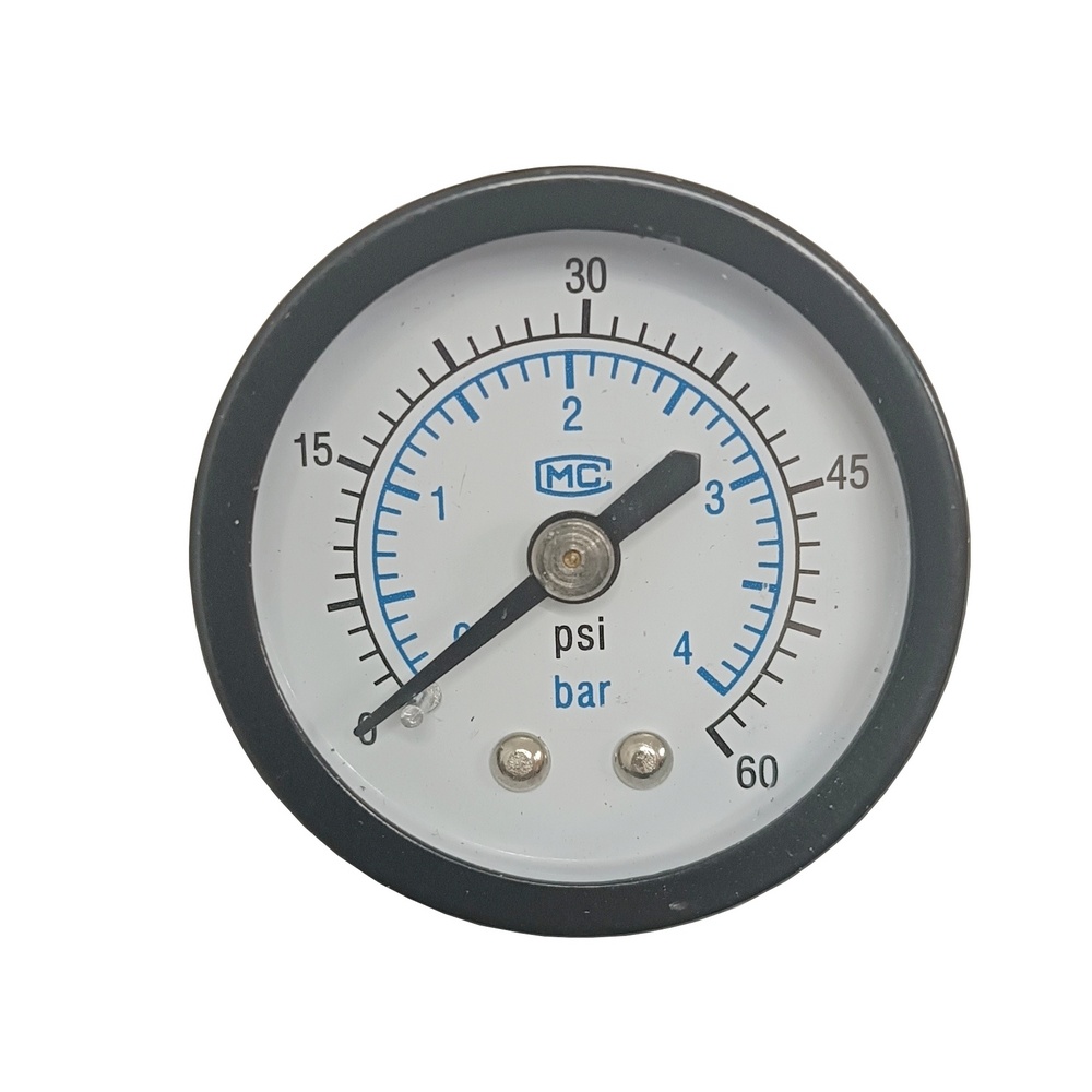 Manômetro Horizontal 60 PSI / 4 Bar Com Rosca 1/8" BSP, Caixa Em ABS/Seco Ø 40 mm Cód. 288051