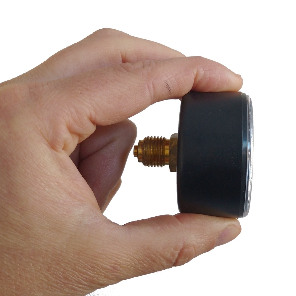 Manômetro Horizontal 90 PSI / 6 Bar Com Rosca 1/4" BSP, Caixa Em ABS/Seco Ø 53 mm Cód. 288006